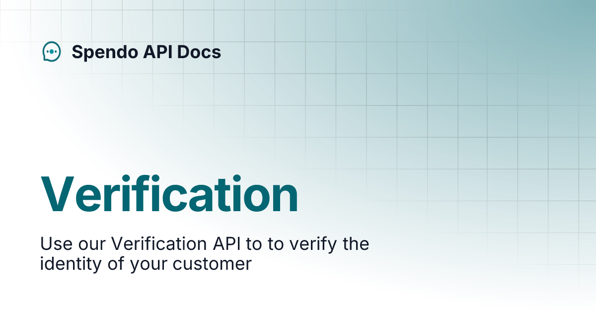 Verification | Spendo API Docs
