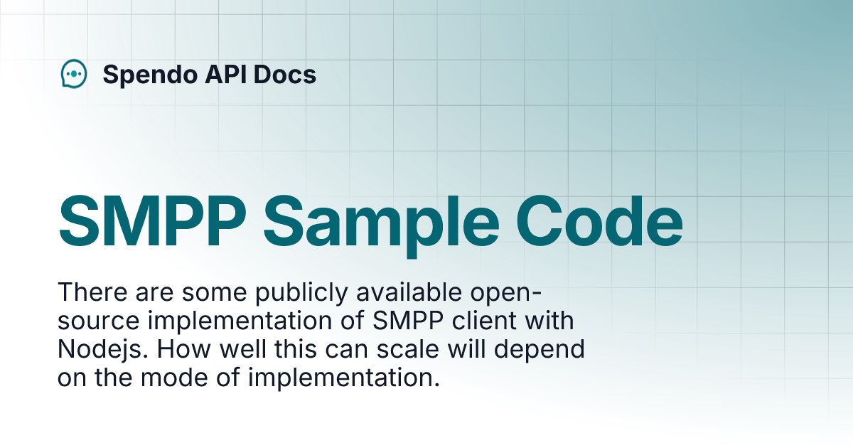 SMPP Sample Code | Spendo API Docs
