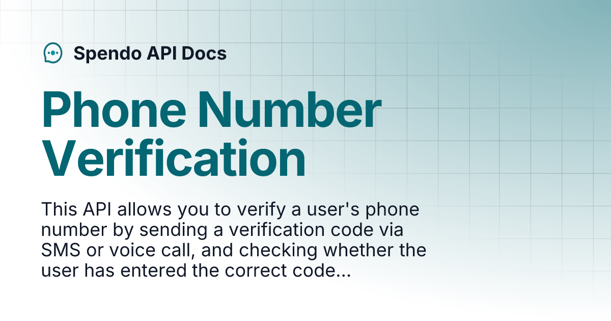 Phone Number Verification | Spendo API Docs